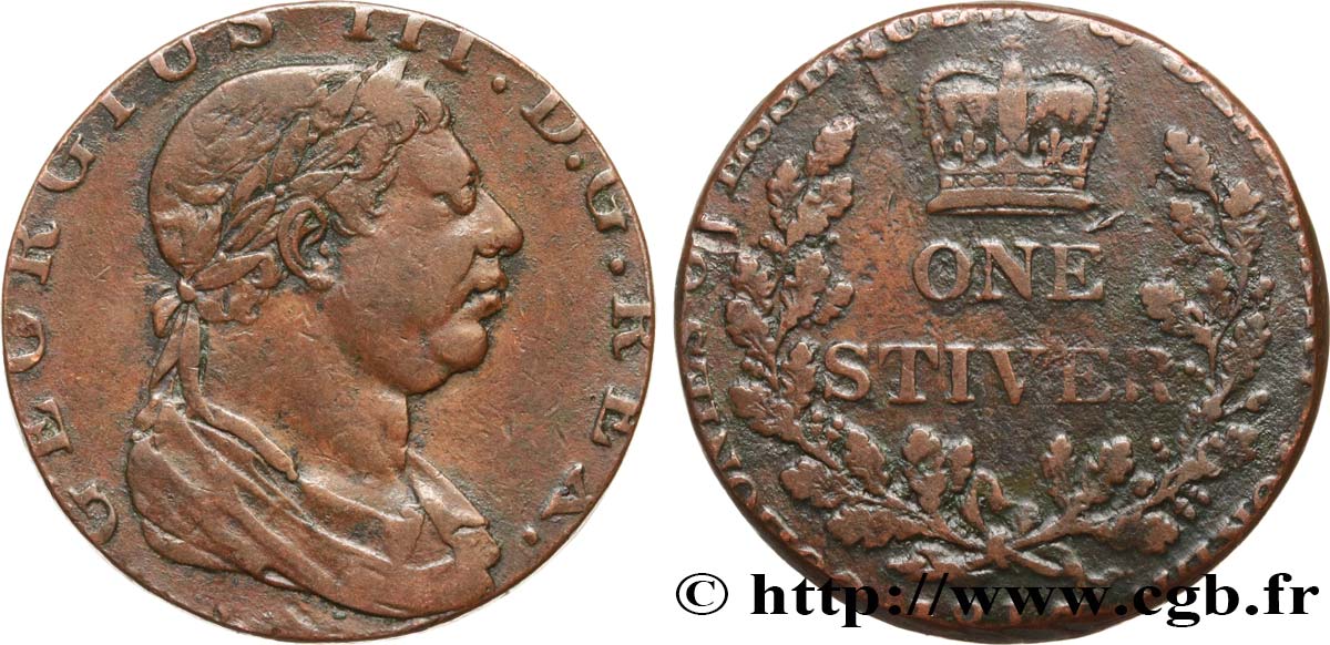 GUYANA 1 Stiver Georges III colonies d’Essequebo et Demarary 1813 fwo ...