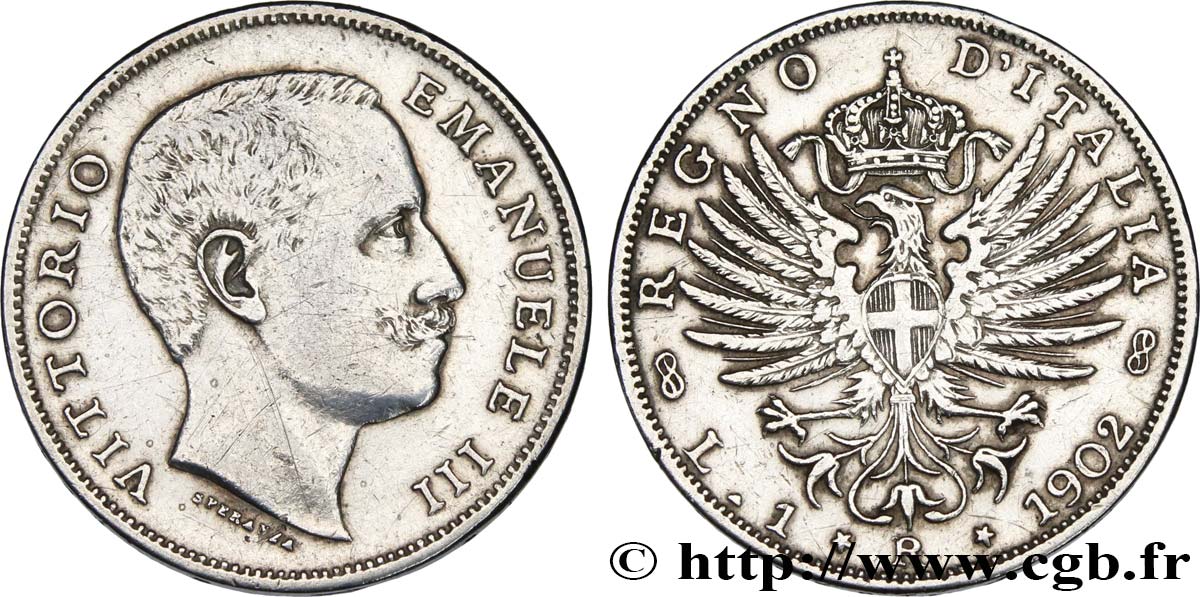 ITALY 1 Lire Victor Emmanuel III 1902 Rome fwo_543621 World coins