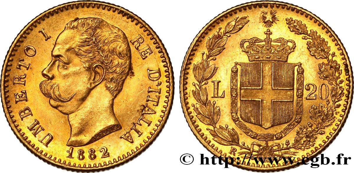 OR, PALLADIUM ET PLATINE INVESTISSEMENT 20 Lire Umberto Ier 1882 Rome ...