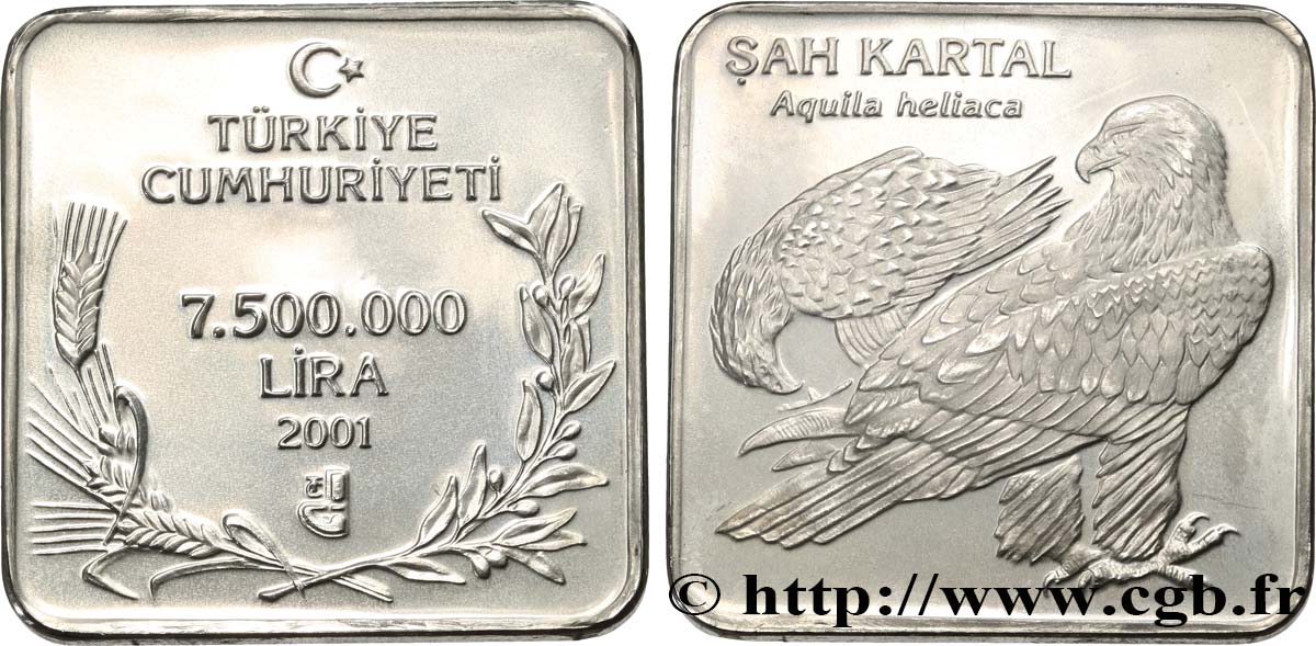 TURQUíA 7.500.000 Lira Proof Sah Kartal 2001 Istanbul fwo_594516 ...