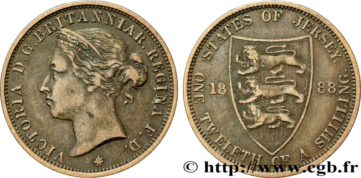 JERSEY 1/12 Shilling Reine Victoria 1888 fwo_603713 World coins