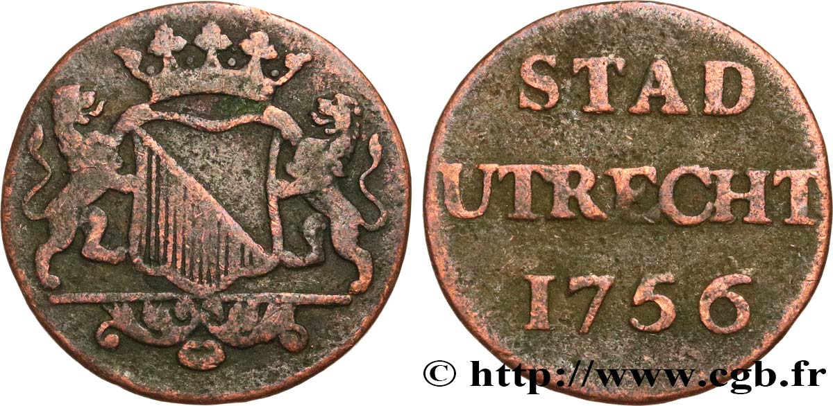 NETHERLANDS - UNITED PROVINCES 1 Duit Utrecht 1756 fwo_625693 World coins