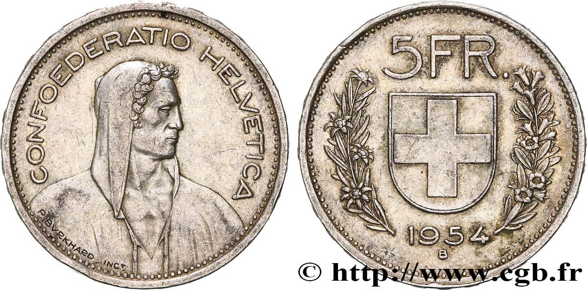 SUISSE 5 Francs Berger des alpes 1954 Berne fwo_627184 Monde
