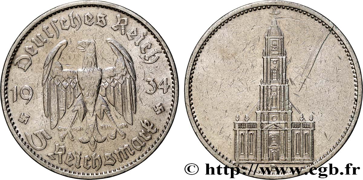 ALLEMAGNE 5 Reichsmark église de la garnison de Potsdam 1934 Munich fwo_645365 Monde