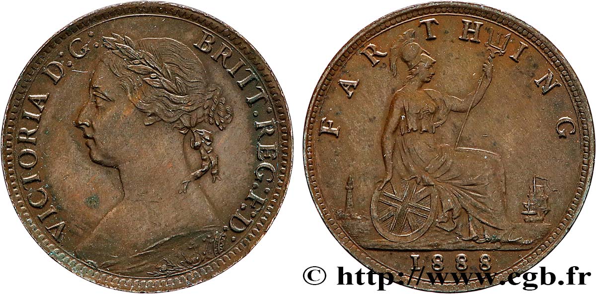 ROYAUME-UNI 1 Farthing Victoria “Bun Head” 1888 fwo_687008 Monde
