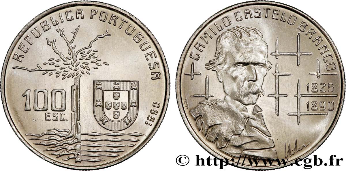PORTUGAL 100 Escudos centenaire de la mort de l’écrivain Camilo Castelo ...