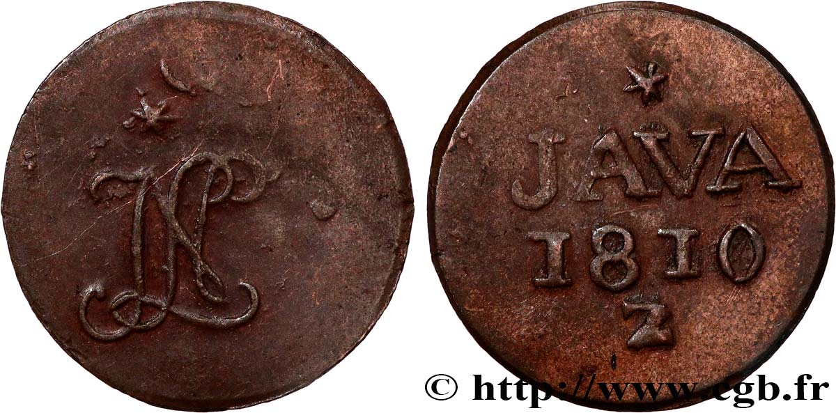 INDES NEERLANDAISES 1 Duit Louis Napoléon pour Java 1810 Harderwijk fwo ...