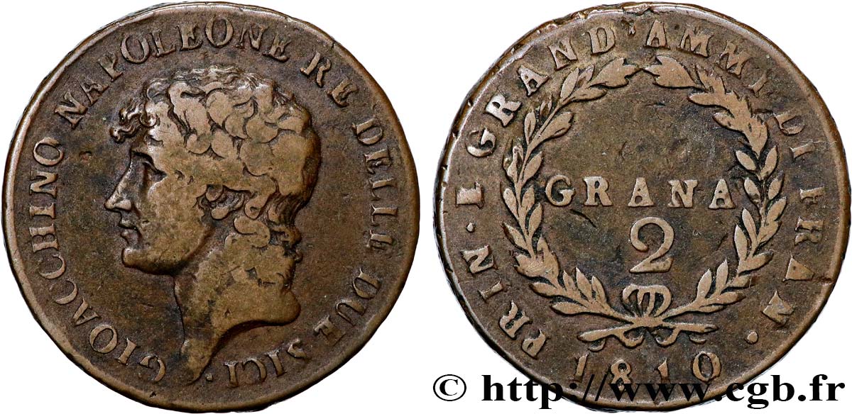 ITALIE - ROYAUME DES DEUX-SICILES 2 Grana Joachim Murat (Gioachino Napoleone) Roi des deux ...