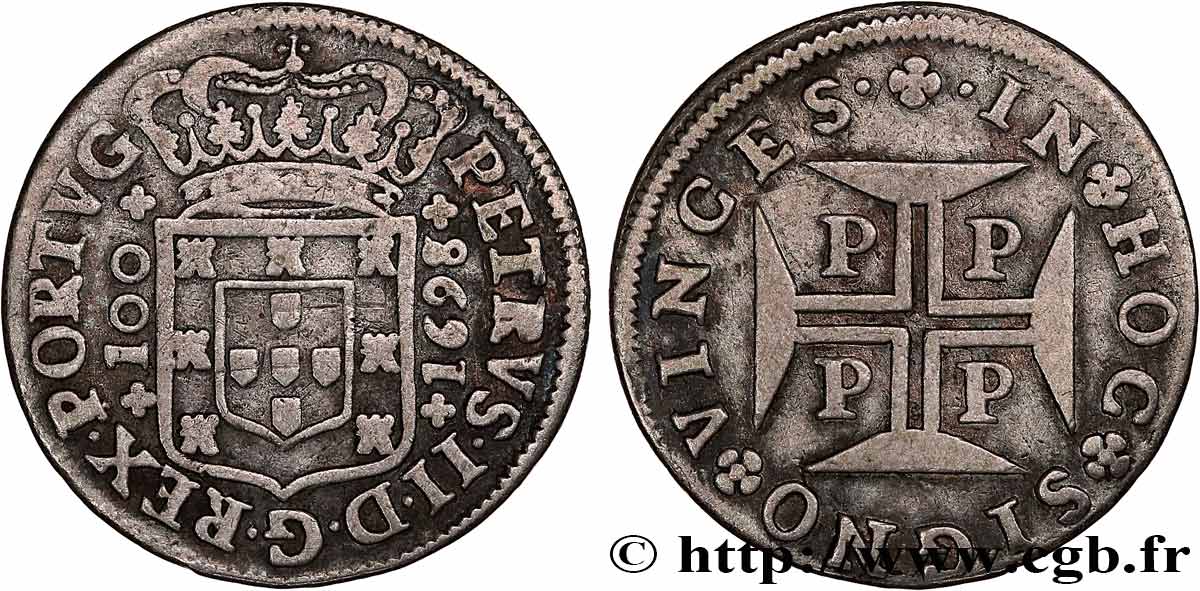 PORTUGAL - ROYAUME DE PORTUGAL - PIERRE II 6 Vintens (120 Reis) 1698 ...
