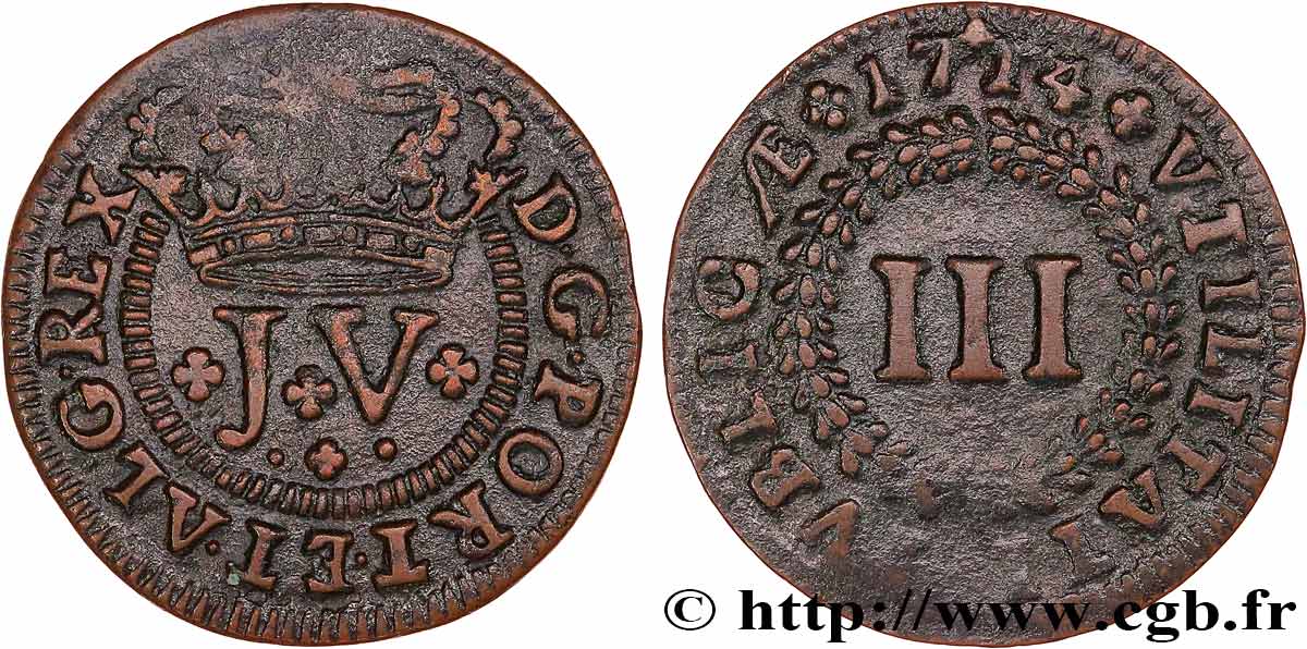 PORTUGAL (ROYAUME DE) ET BRÉSIL - JEAN V 3 Reis 1714 fwo_732628 Monde