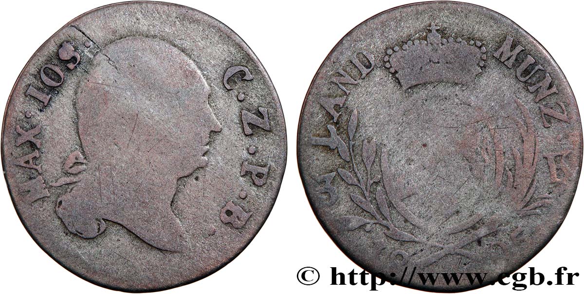 GERMANY - BAVARIA 3 Kreuzer Maximilien IV Joseph 1805 fwo_732716 World ...