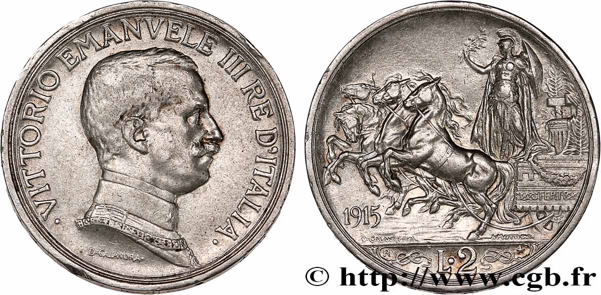 ITALY 2 Lire Victor Emmanuel III 1915 Rome fwo_738828 World coins