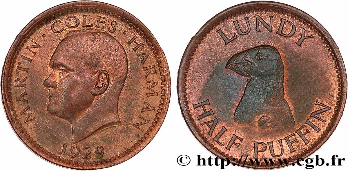 UNITED KINGDOM - LUNDY ISLAND 1/2 (Half) Puffin - Île de Lundy 1929 fwo ...