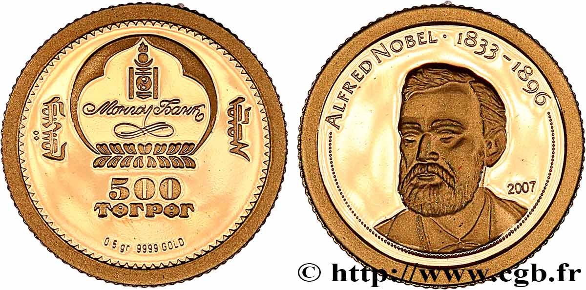 MONGOLIE 500 Tugrik Proof Nobel 2007 fwo_764465 Monde