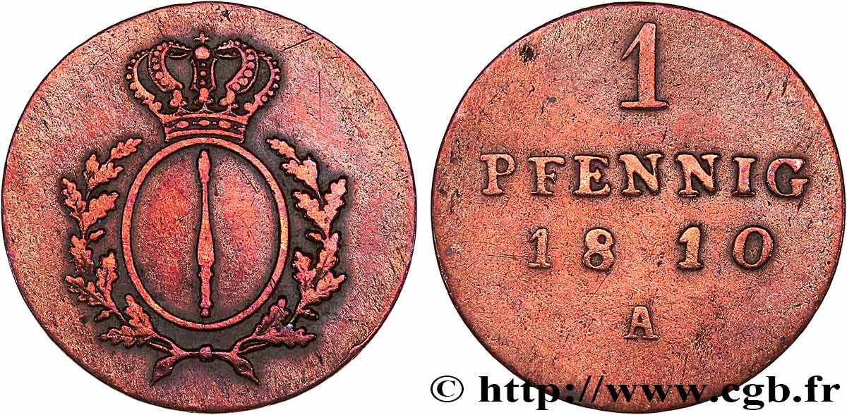 ALLEMAGNE - PRUSSE 1 Pfennig Royaume de Prusse - Brandebourg 1810 ...