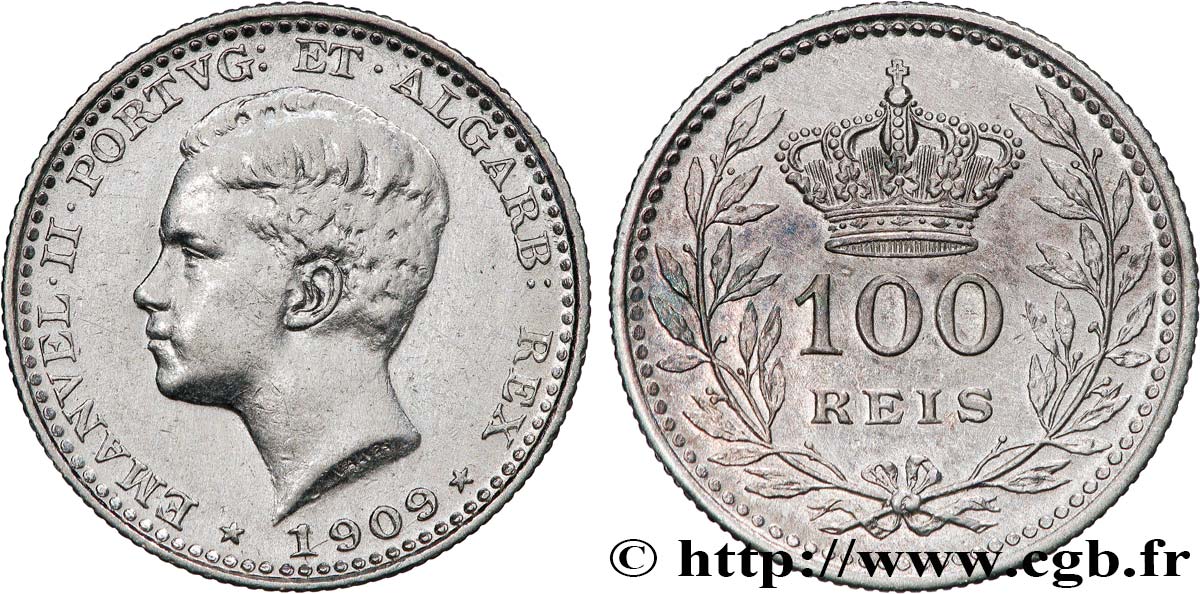 PORTUGAL 100 Réis Emmanuel II 1909 fwo_774302 Monde