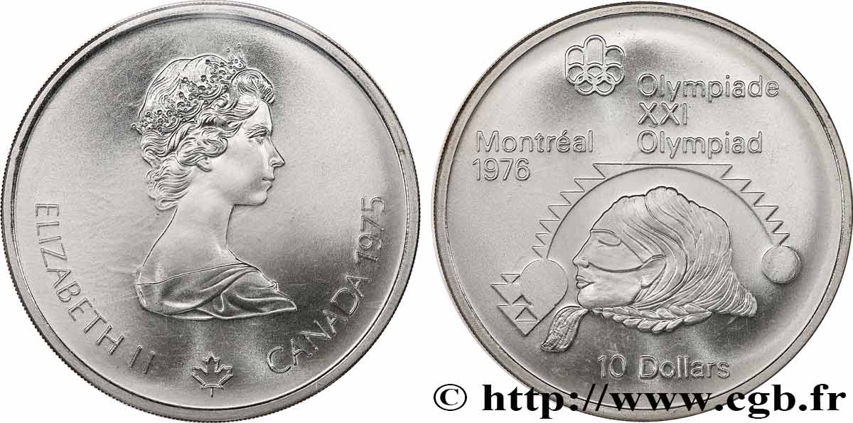 CANADA 10 Dollars JO Montréal 1976 lancer de poids femmes 1975 fwo ...