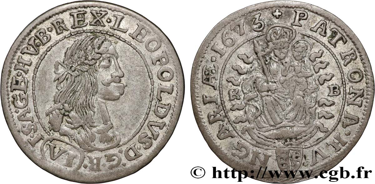 HONGRIE - ROYAUME DE HONGRIE - LÉOPOLD Ier 6 Krajczar 1673 Kremnica fwo ...