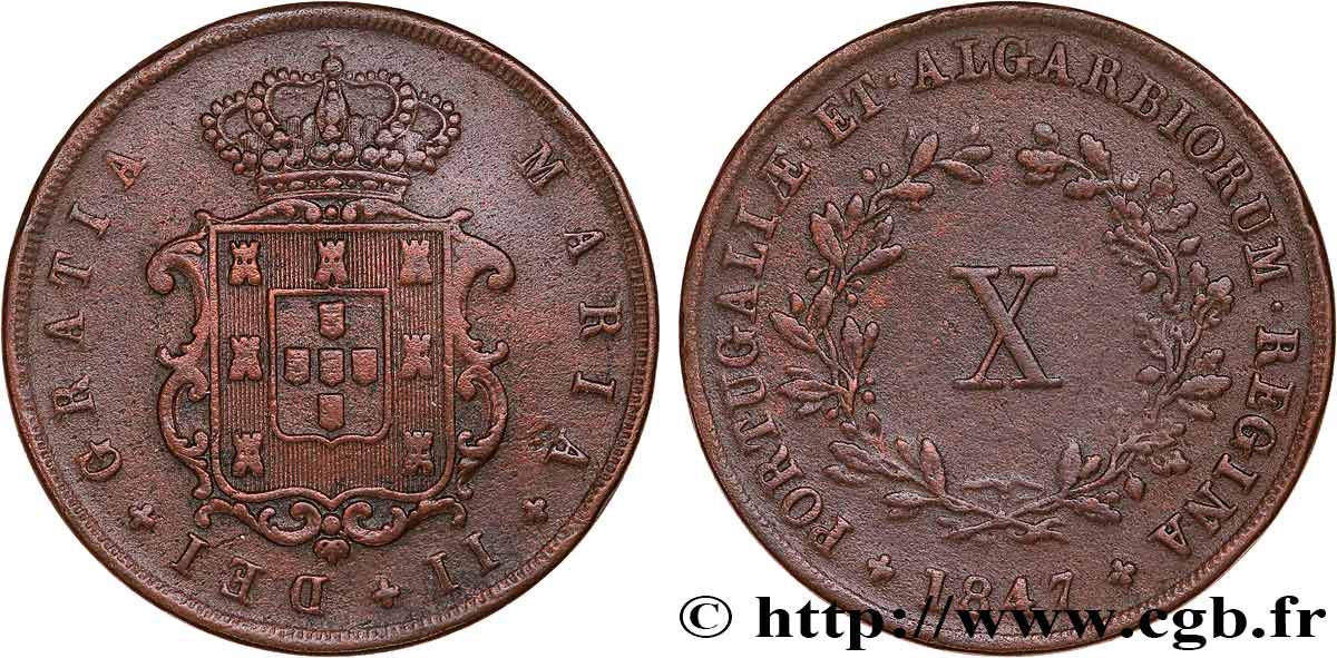 PORTUGAL - MARIA II 10 Réis 1847 fwo_779228 World coins