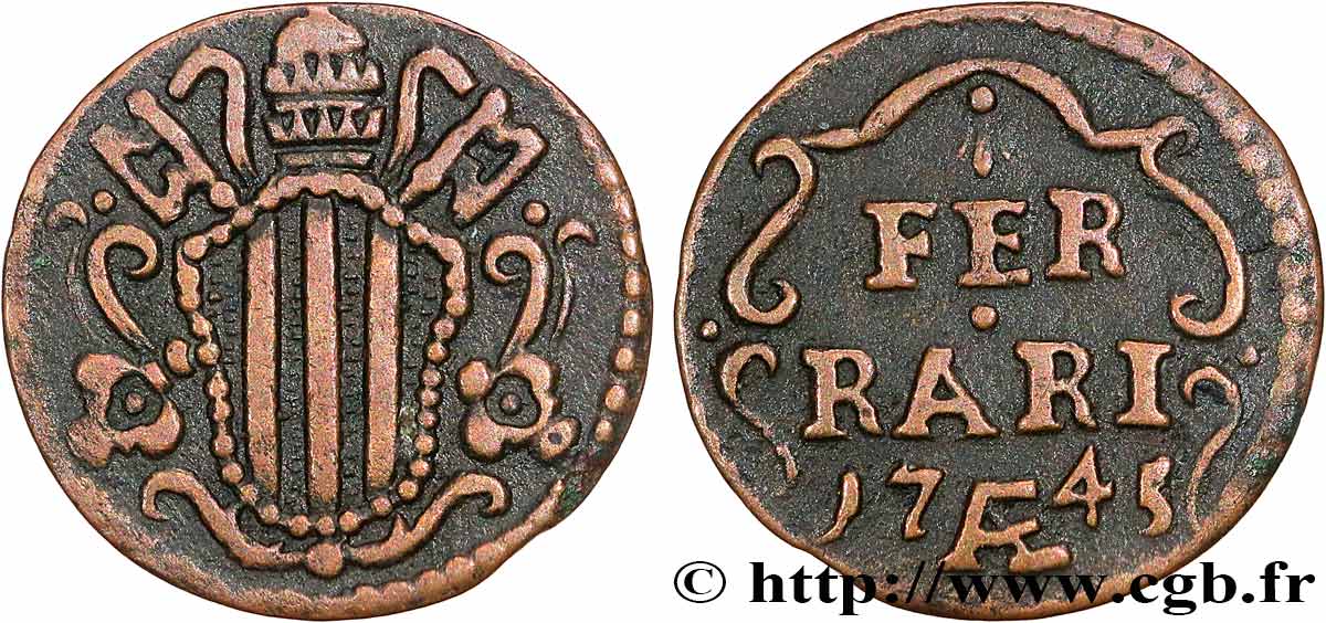 ITALIE - ÉTATS DU PAPE - BENOÎT XIV (Prospero Lambertini) 1 Quattrino ...