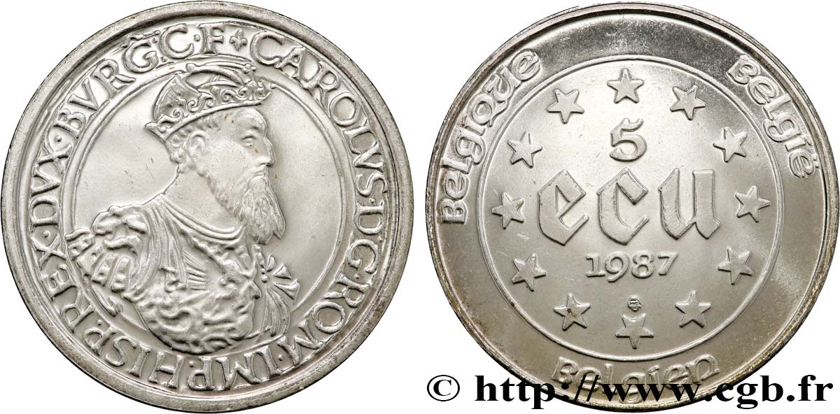 BELGIQUE 5 Ecu Charles Quint 1987 fwo_782024 Monde
