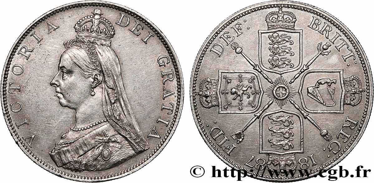 ROYAUME-UNI Double Florin Victoria buste du jubilé 1887 fwo_783285 Monde
