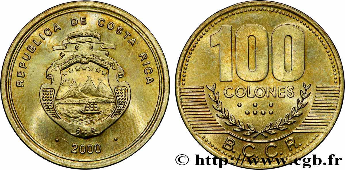 COSTA RICA 100 Colones Banco Central de Costa Rica (BCCR) 2007 fwo ...