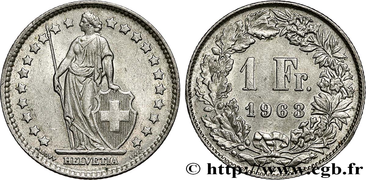 SWITZERLAND 1 Franc Helvetia 1963 Berne fwo_786239 World coins