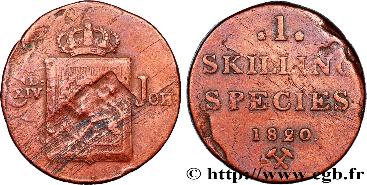 NORVÈGE 1 Skilling Charles XIV 1820 Kongsberg fwo_792640 Monde