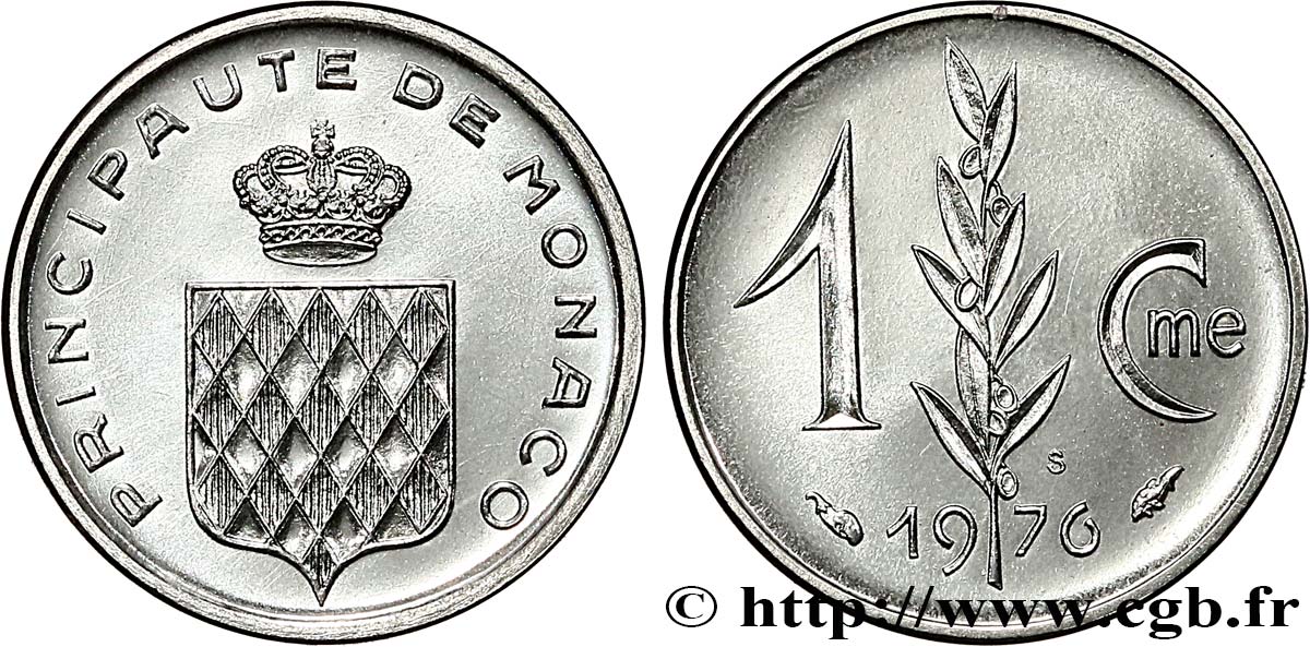MONACO 1 Centime écu couronné 1976 Paris fwo_793248 World coins