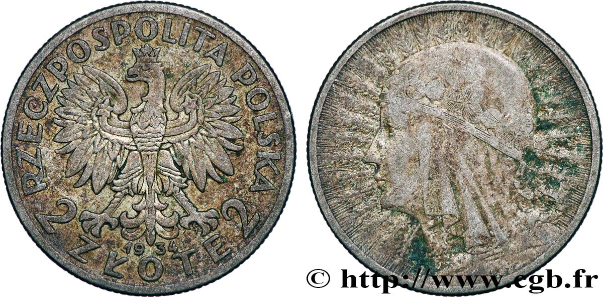 POLOGNE 2 Zlote Reine Jadwiga 1934 Varsovie fwo_793673 Monde