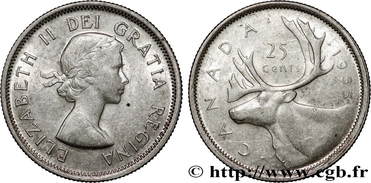 CANADA 25 Cents 1955 fwo_808034 Monde