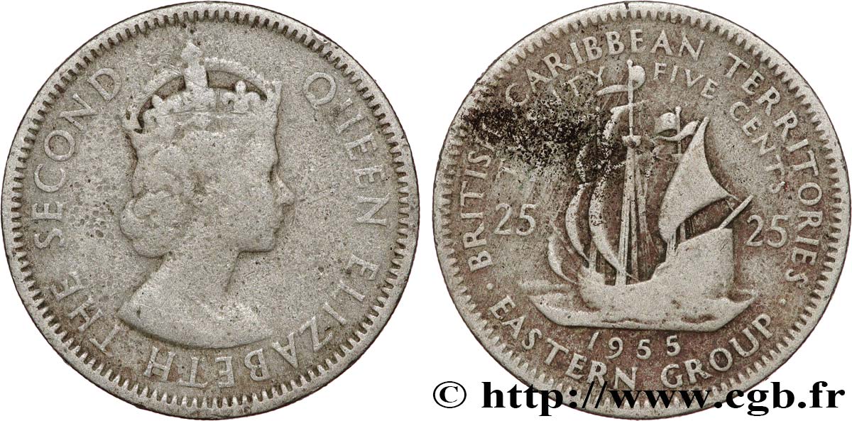 EAST CARIBBEAN STATES 25 Cents Elisabeth II 1955 fwo_809007 World coins
