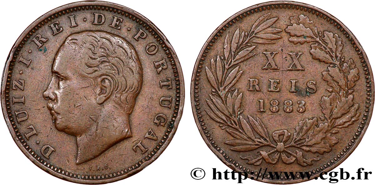 PORTUGAL 20 Réis Louis Ier 1883 fwo_814427 Monde