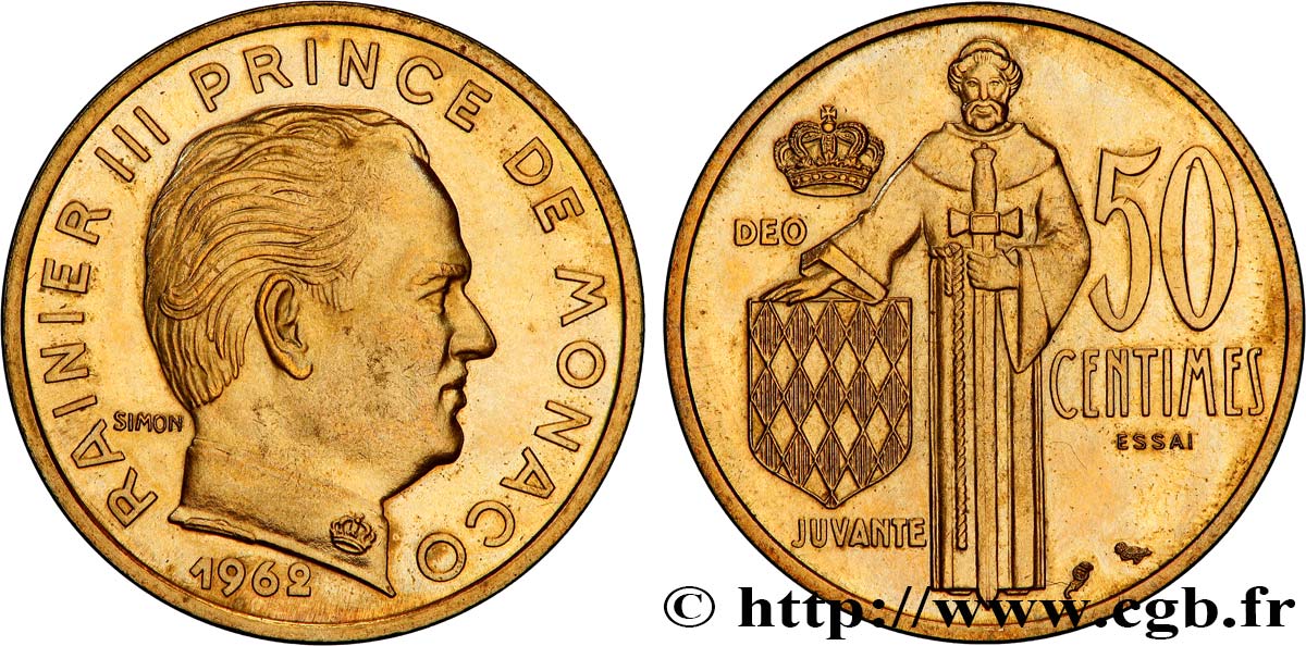 MONACO Essai de 50 Centimes Rainier III 1962 Paris fwo_818069 Monde