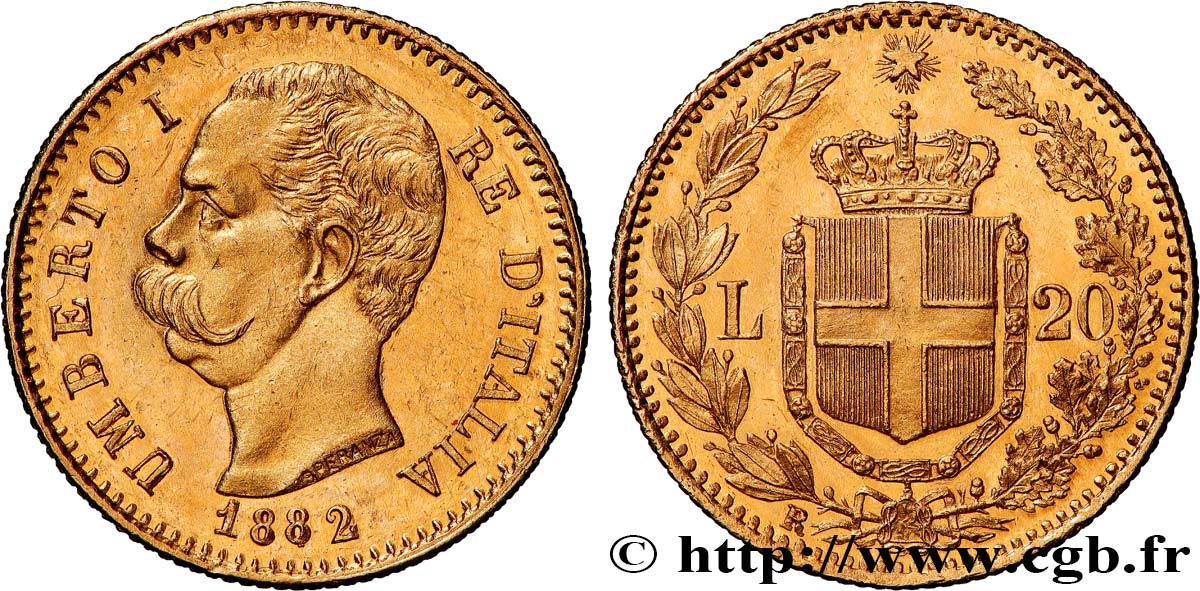 OR, PALLADIUM ET PLATINE INVESTISSEMENT 20 Lire Umberto Ier 1882 Rome ...
