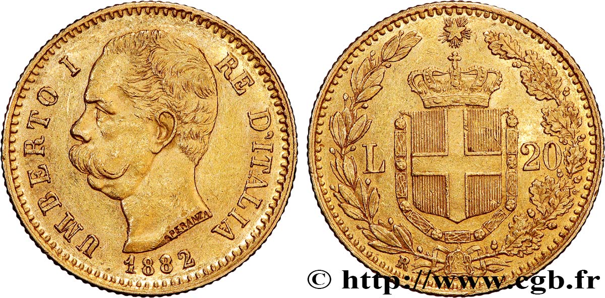 OR, PALLADIUM ET PLATINE INVESTISSEMENT 20 Lire Umberto Ier 1882 Rome ...