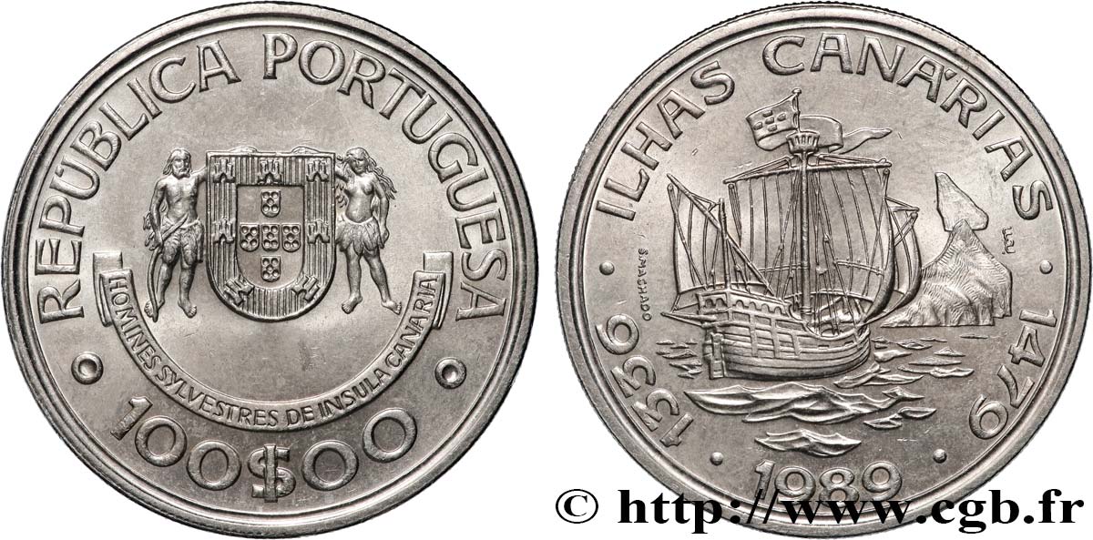 PORTUGAL 100 Escudos découverte des îles Canaries 1989 fwo_840145 Monde
