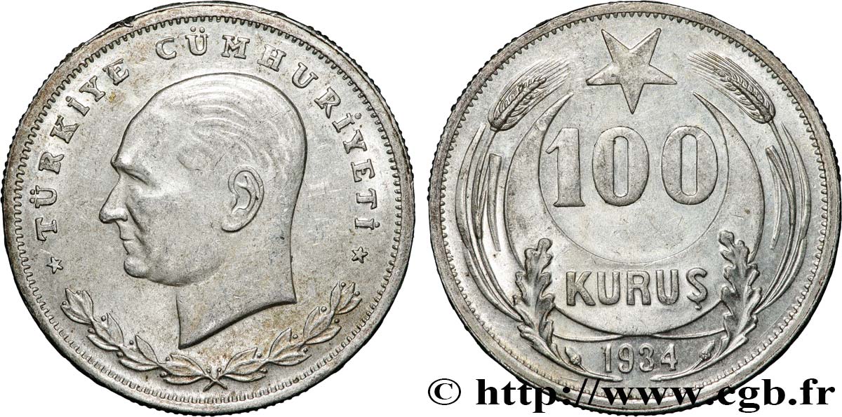 TURQUIE 100 Kurus Mustapha Kemal Ataturk 1934 fwo_853326 Monde
