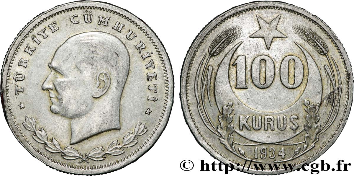 TURQUIE 100 Kurus Mustapha Kemal Ataturk 1934 fwo_853327 Monde