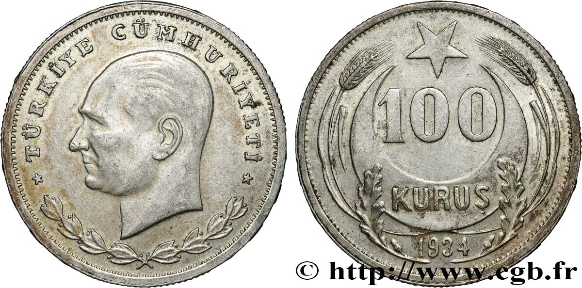 TURQUIE 100 Kurus Mustapha Kemal Ataturk 1934 fwo_853329 Monde