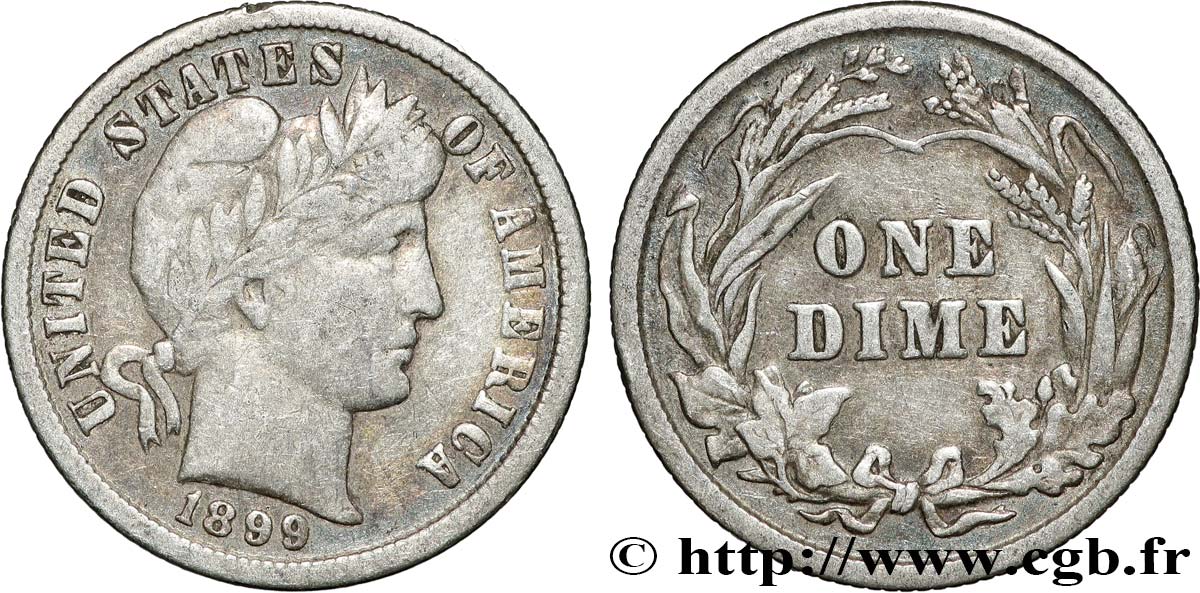 ÉTATS-UNIS D'AMÉRIQUE 1 Dime Barber 1899 Philadelphie fwo_858776 Monde
