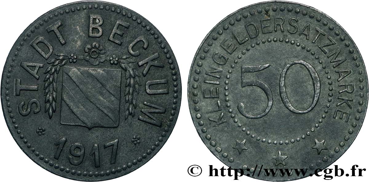 ALLEMAGNE - Notgeld 50 Pfennig Beckum (Westphalie) 1917 fwo_863449 Monde