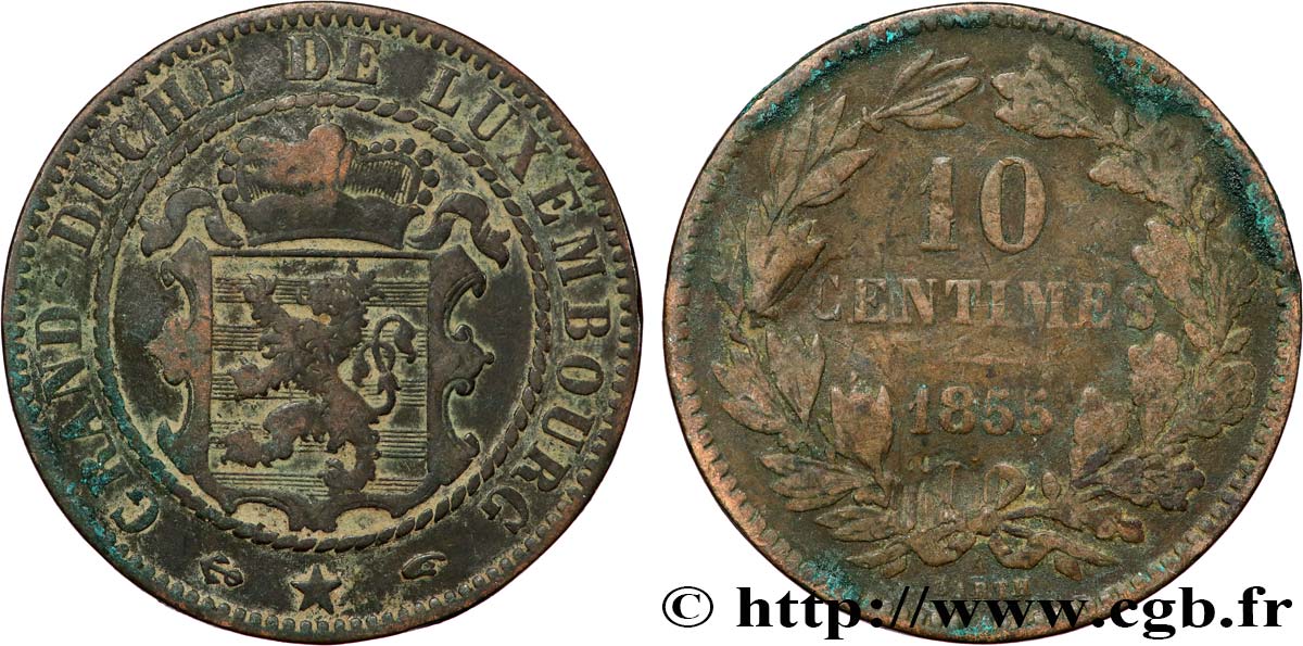 LUXEMBOURG 10 Centimes 1855 Paris fwo_865083 Monde