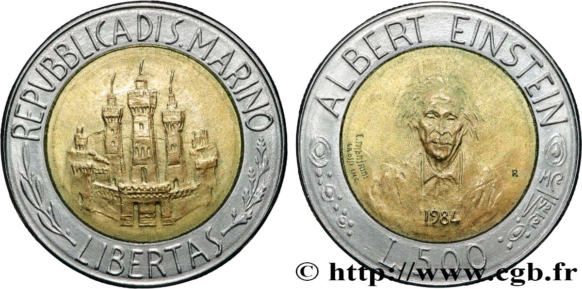 SAINT-MARIN 500 Lire Albert Einstein 1984 Rome - R fwo_865858 Monde