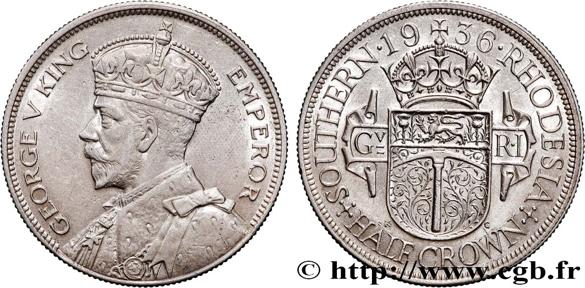 RHODÉSIE DU SUD 1/2 Crown Georges V 1936 fwo_870760 Monde