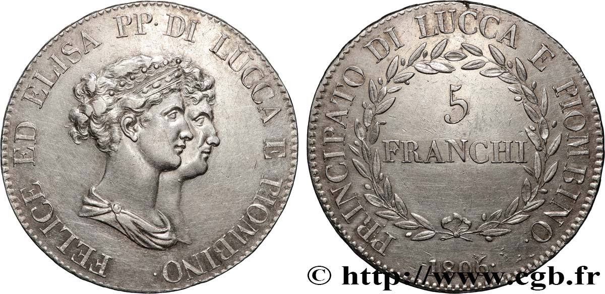 ITALIE - PRINCIPAUTÉ DE LUCQUES ET PIOMBINO - FÉLIX BACCIOCHI et ÉLISA ...