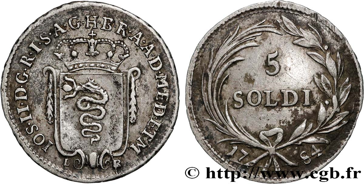 ITALIE - DUCHÉ DE MILAN 5 Soldi Joseph II 1784 fwo_878660 Monde