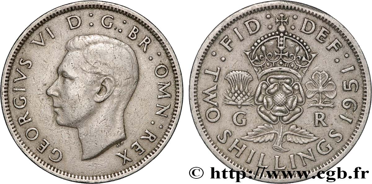 ROYAUME-UNI 1 Florin (2 Shillings) Georges VI 1951 fwo_887157 Monde