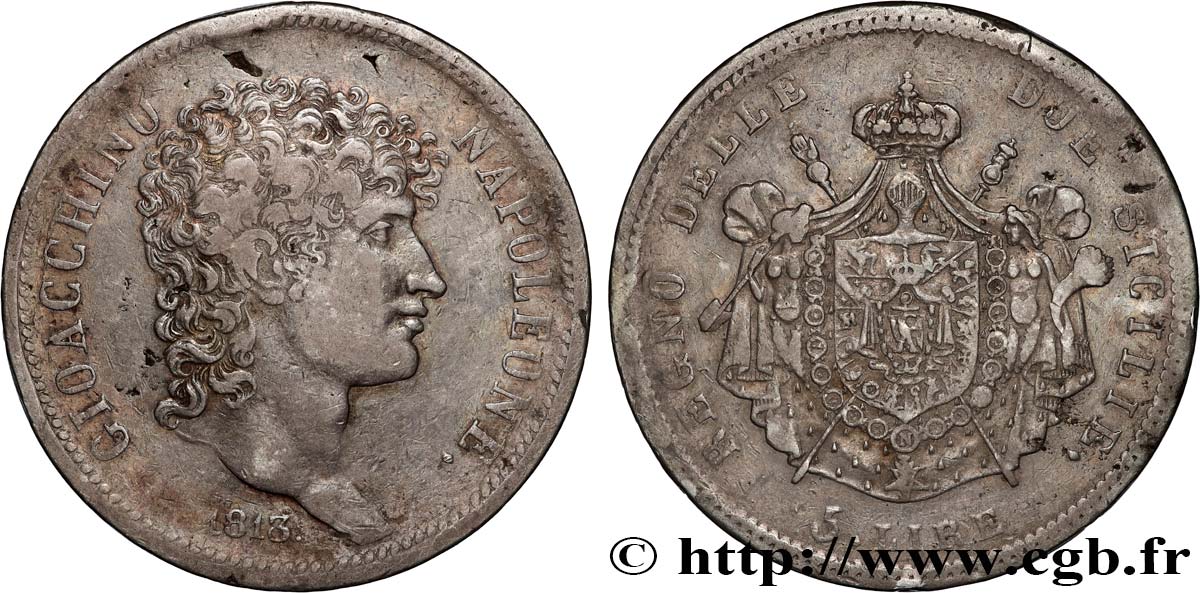 ITALIE - ROYAUME DE NAPLES - JOACHIM MURAT 5 Lire 1813 Naples fwo_894412 Monde